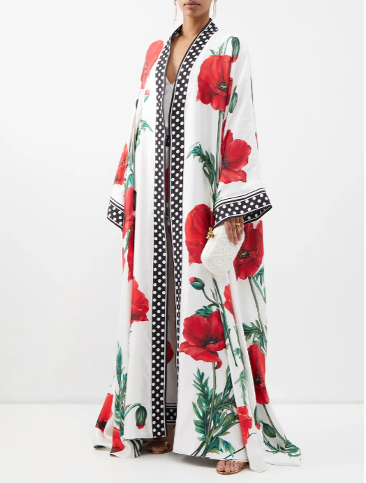 Dolce & Gabbana Poppy Print Silk-Twill Coat Size 40 (US 4) New With ...