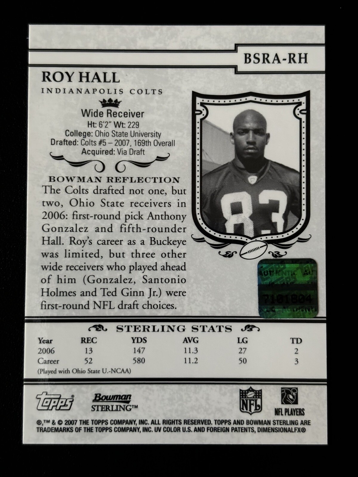 2007 Bowman Sterling Roy Hall Autograph Rookie Card 🔥🔥🔥 | eBay