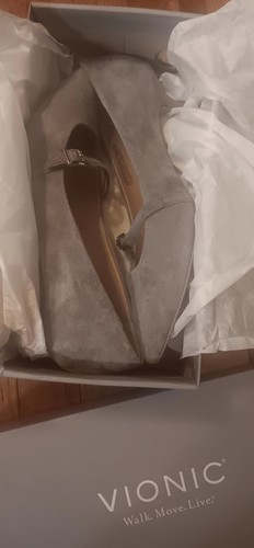 Vionic MINNIE Charcoal Suede Heel Pump Shoes Women's Sz 9 Wide Brand ...