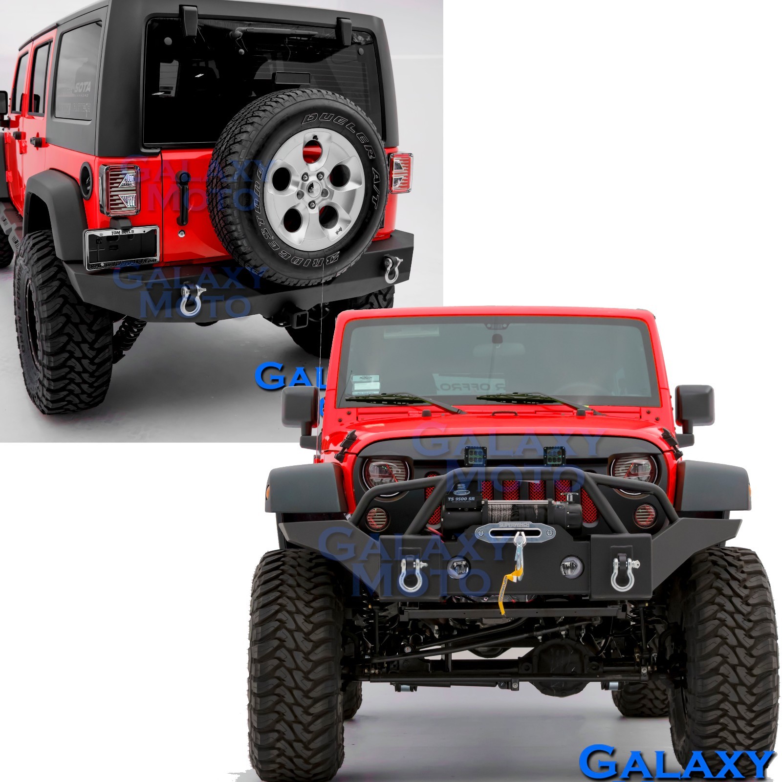 Rock Crawler HD Full Width Front+Rear Bumper+Winch Plate For 07-18 Jeep ...