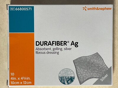 Smith & Nephew Durafiber Ag Silver Fibrous Wound Dressing 10-4 x 4 3/4 ...
