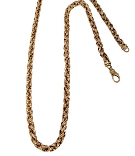 14k Yellow Gold 6mm Box Wheat Link Long Necklace 24" | eBay