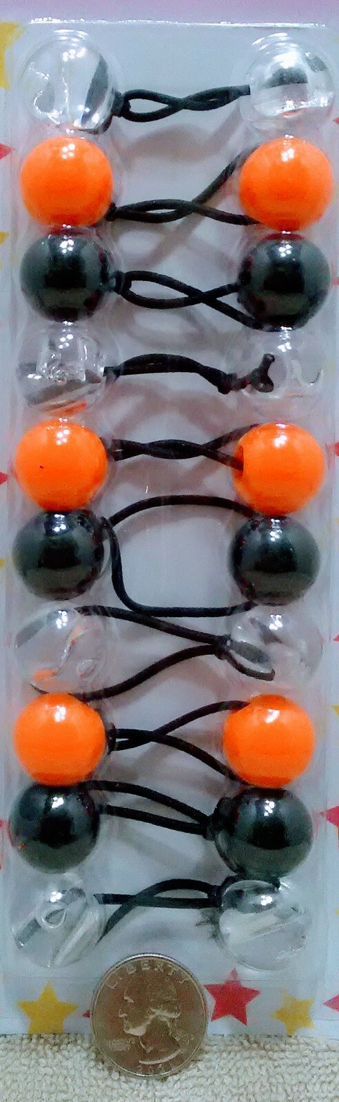 Halloween Black orange hair tie Scrunchie Balls Ponytail Holder BEAD ...