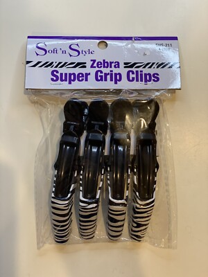 Soft 'n Style ZEBRA Super Grip Clips 4-Count - BLACK/WHITE ZEBRA | eBay
