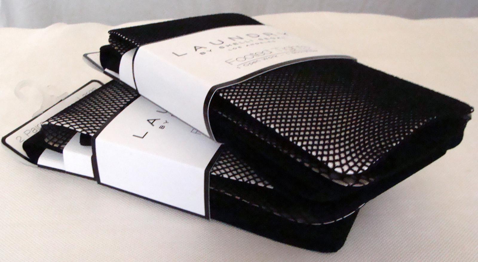 Laundry Footed Tights Open Work Fishnet and Opaque Black Large 2 or 4 ...