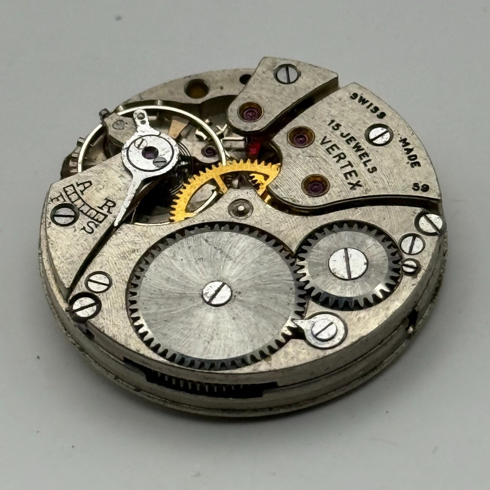 Vertex Revue 59 Watch Movement 15 Jewels Manual Wind Vintage Parts ...