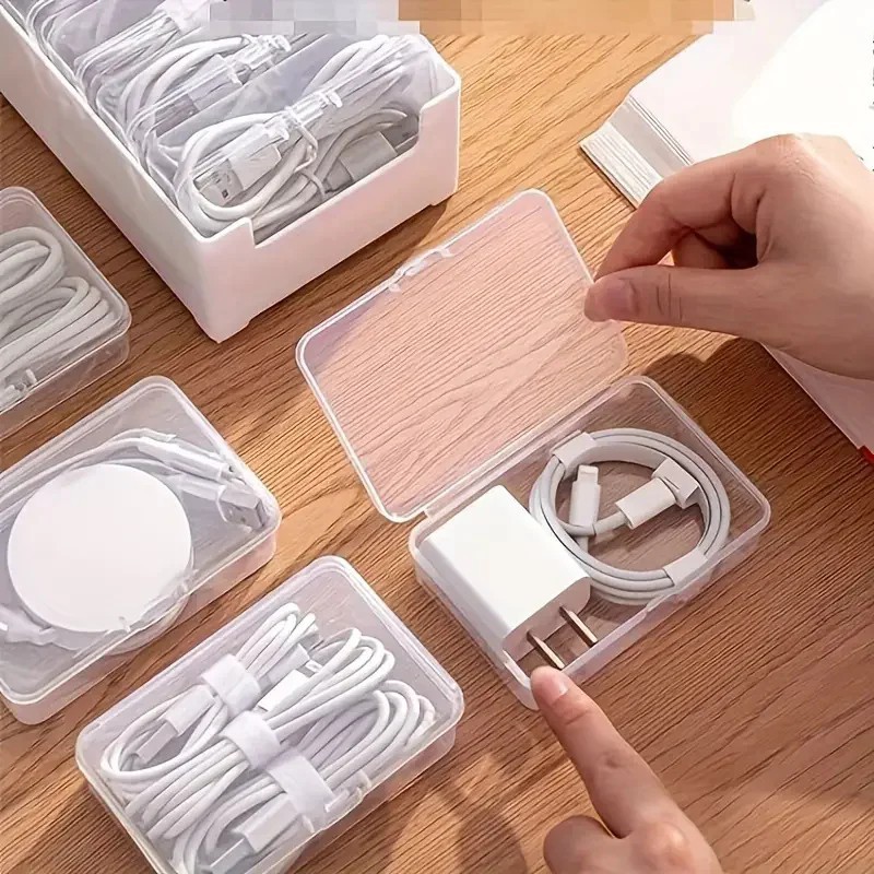 Cable Organizer Box Set Plastic Storage for Office Charging Cords ...