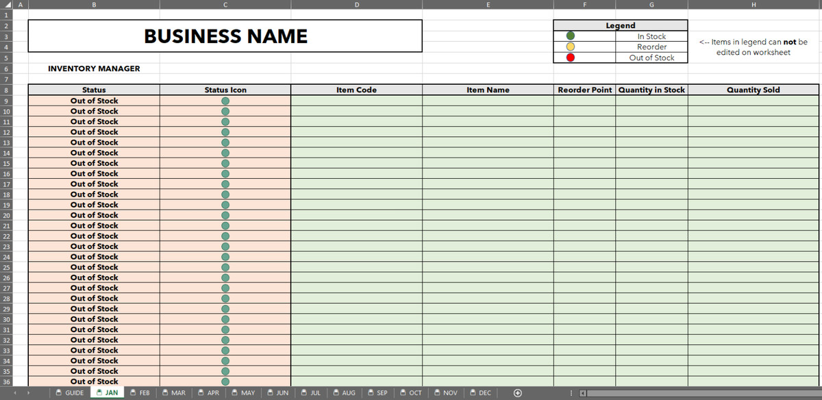 Inventory Tracking Template Excel