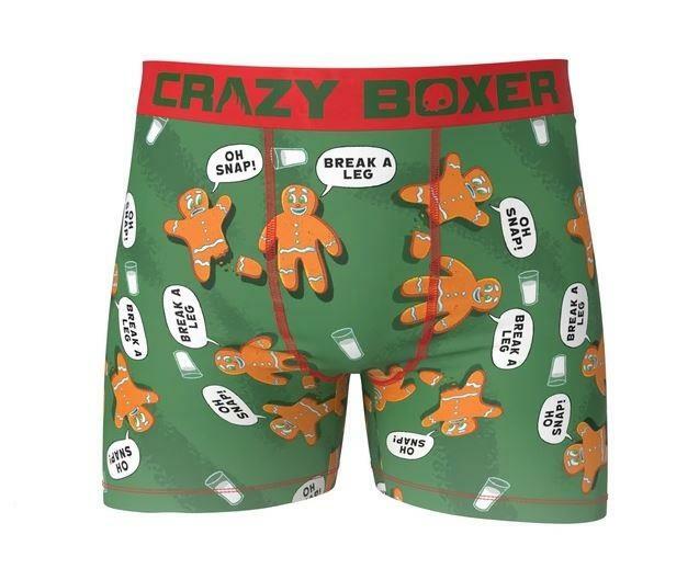 Crazy Boxer Happy Holidays OH SNAP Gingerbread Men Script Green Boxers ...