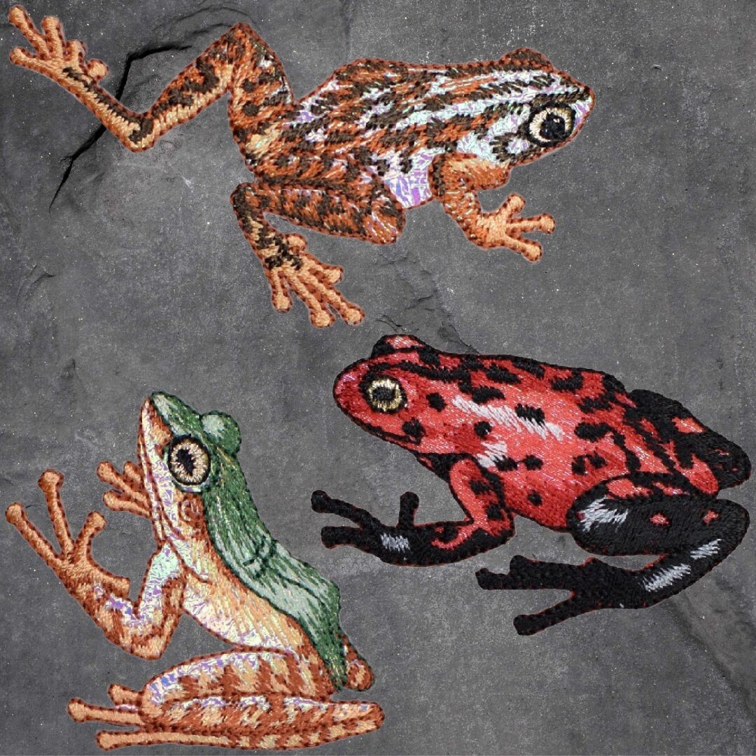 Frog Trio Patch Set - Brown Frog, Red Frog, Green Frog, Reptile (Iron ...