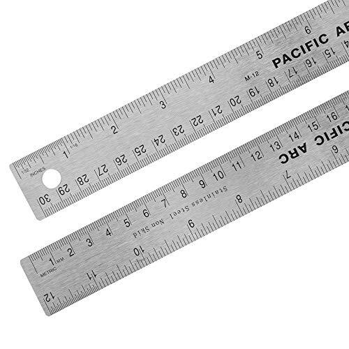 Stainless Steel 12 Inch Metal Ruler Nonslip Cork Back With Inch And ...