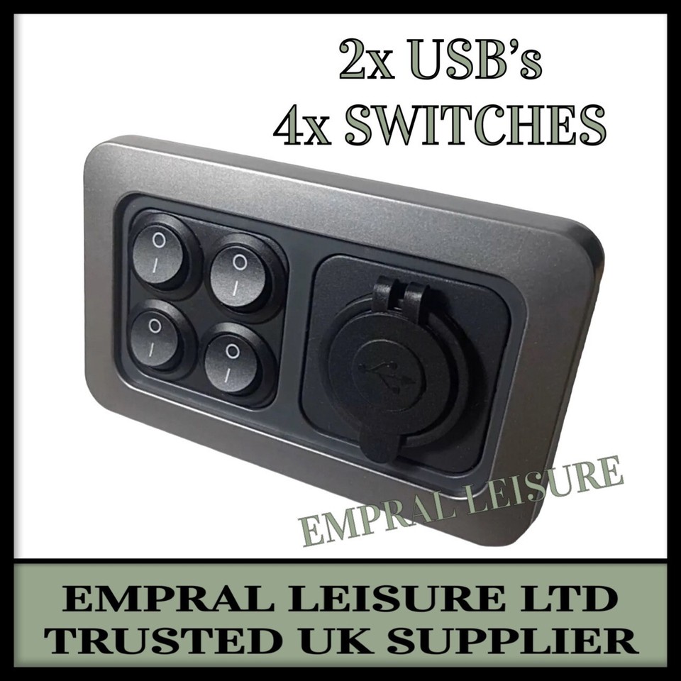 C-Line CBE 12v Light Switch USB Double Socket Campervan Motorhome ...
