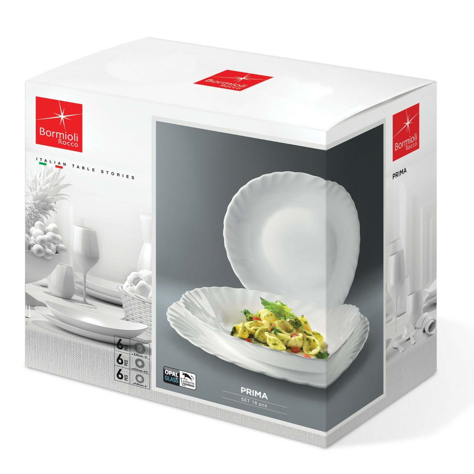 Bormioli Rocco Prima Dinner table Set Opal Glass Tableware Dining Plate ...