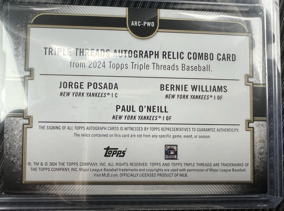 2024 Topps Triple Thread Jorge Posada, Bernie Williams, Paul O’ Neill ...