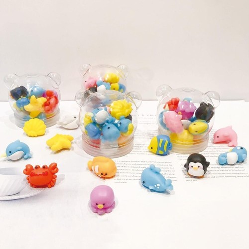 12 Pcs 2.36*2.75 Inch Ocean Animal Shaped Bucket Eraser Pencil Erasers ...