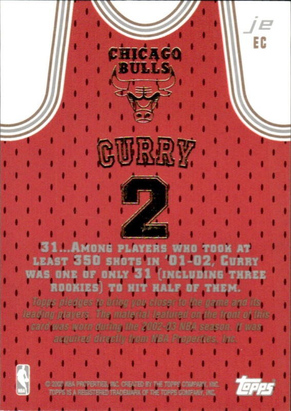 2002 TOPPS JERSEY EDITION EDDIE CURRY JEEC MINT GAME USED JERSEY MIAMI ...