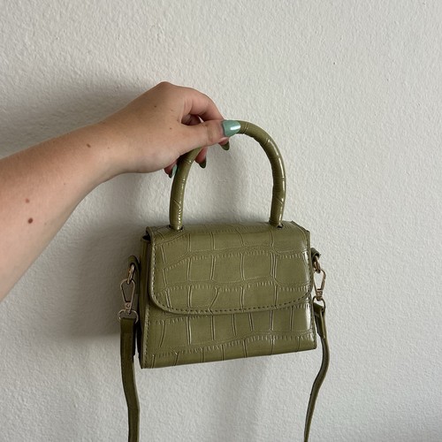 Princess Polly Cute Mini Purse Green With Long Strap Crocodile Print | eBay