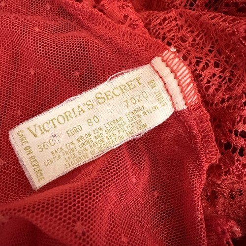 Victoria's Secret Gold Label Red Lace Bodysuit Thong Teddy USA 36C High ...