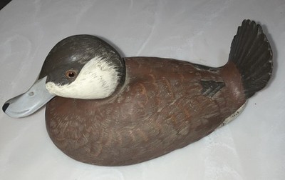 Vintage Ruddy Duck Decoy Wooden Hand Carved ,Painted & Signed | eBay