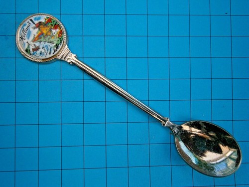 SA485*) Vintage Holland enamel Windmill ceramic inlay souvenir ...