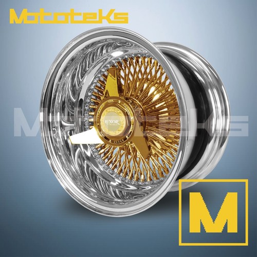 13X7 LUXOR WIRE WHEELS 100 STRAIGHT REV RIM 24K CENTER GOLD SINGLE 1 PC ...