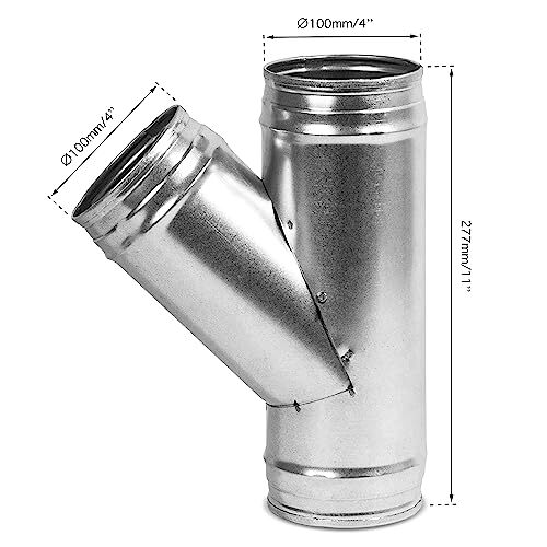 Metal 3 Way 45° Degree Wye Shape Duct Connector - 4 Inch Fit - for ...