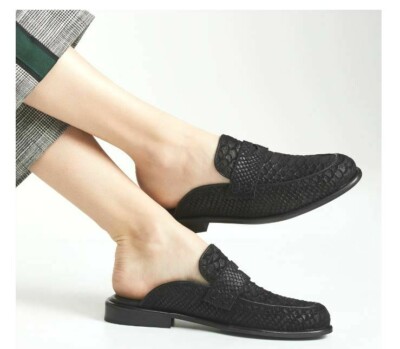 Free People Rowan Penny Loafer Mule Suede Black 40 (9-9.5) | eBay