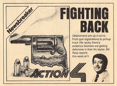 1982 KTVY OKLAHOMA TV NEWS AD ~ BILL ROSS REPORTS ON GUN REGISTRATIONS ...