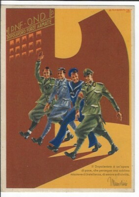 WWII Italian Art Military Mussolini Postcard PNF OND Popularity of the ...