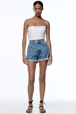 ZARA Blue Mom Fit Bermuda Shorts 8197 005 400 SIZE 44 US 12 ZARA Blue Mom Fit Bermuda Shorts 8197 005 400 SIZE 44 US 12