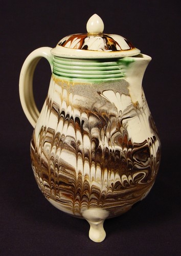 EXTREMELY RARE 1775 MOCHA WARE MARBLED & COMBED POT CREAMWARE MOCHAWARE ...