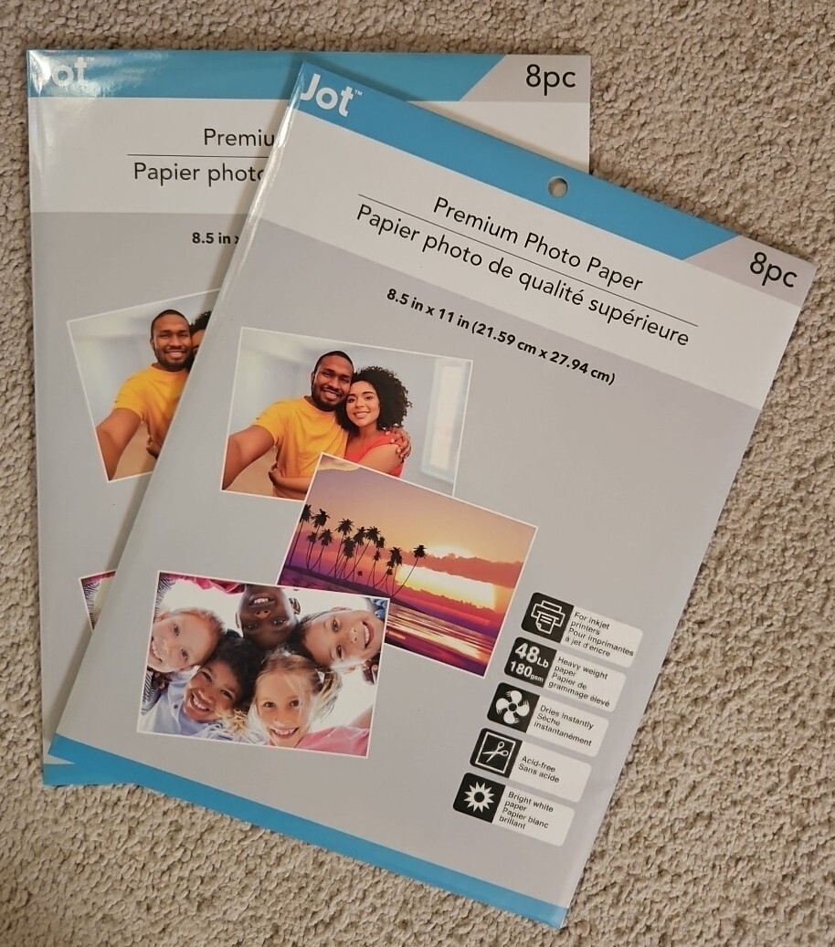 Jot Premium Photo Paper Glossy 8.5x11 Inch 8 Sheets - Acid & 180 GSM ...