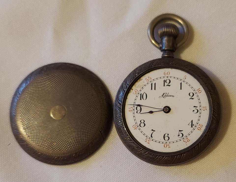 Antique Addison Coin Silver Case Pocket Watch for Restoration | eBay