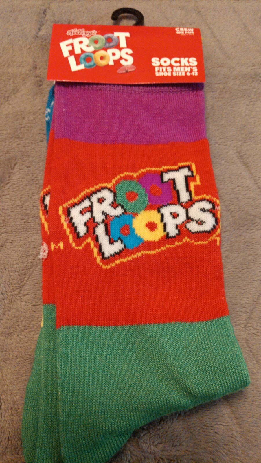 NEW UNISEX Funny Food Crew Socks KELLOGG'S FROOT LOOPS Cereal, MEN'S 6 ...