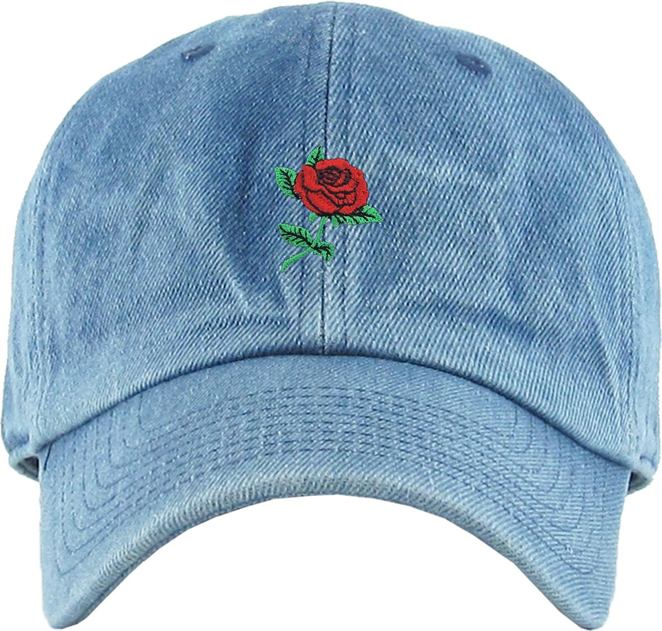 Rose Embroidery Dad Hat Baseball Cap Unconstructed Cotton | eBay