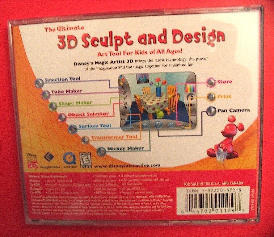 Disney's Magic Artist 3D Sculpt and Design Art Tool Program 2000 ...