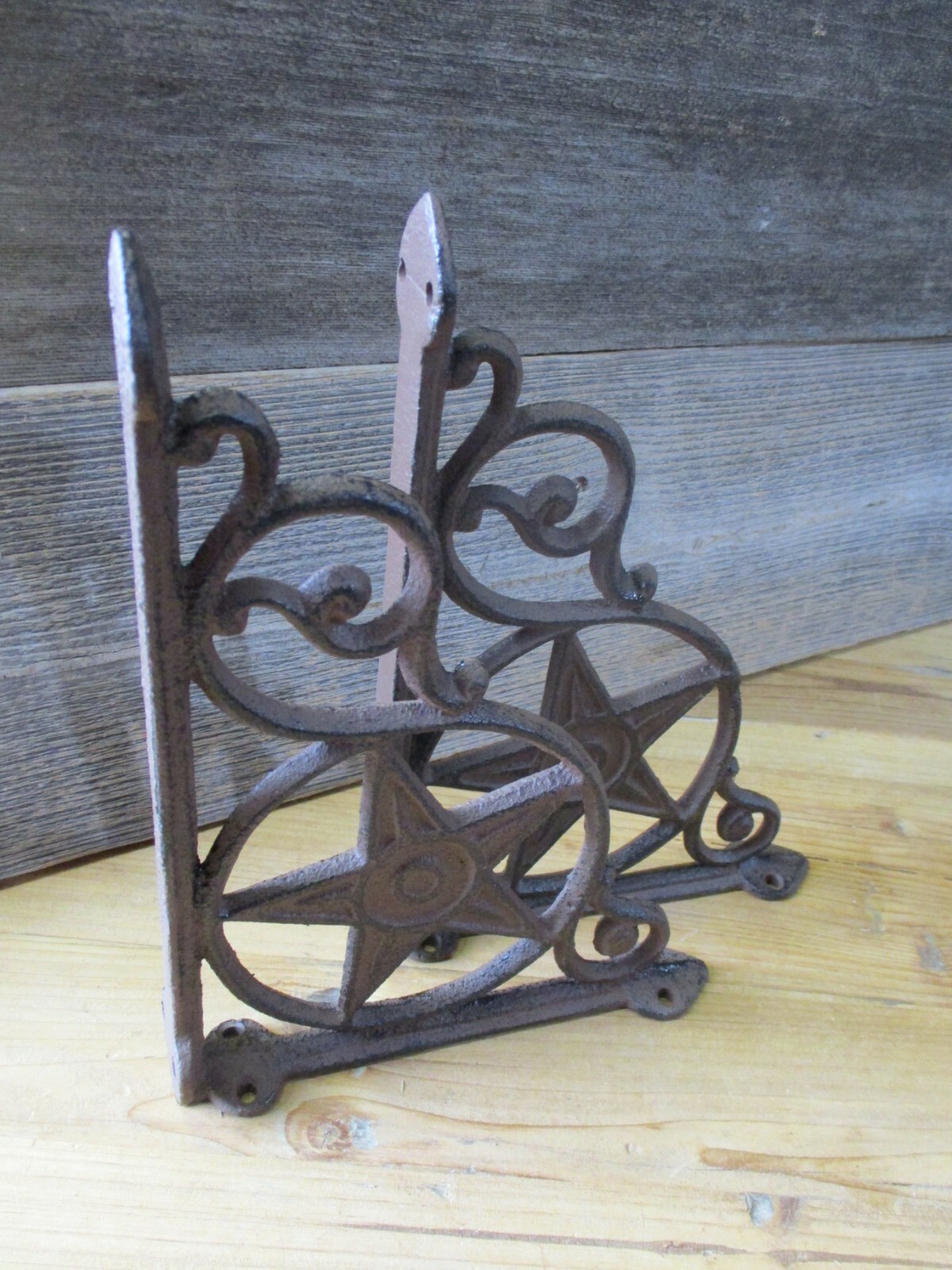 2 Cast Iron Star Brackets Garden Braces Shelf Bracket RUSTIC Mantle ...