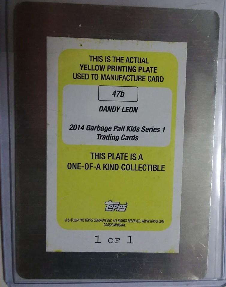 Garbage Pail Kids 2014 Series 1-47B Dandy Leon Yellow Printing Plate | eBay