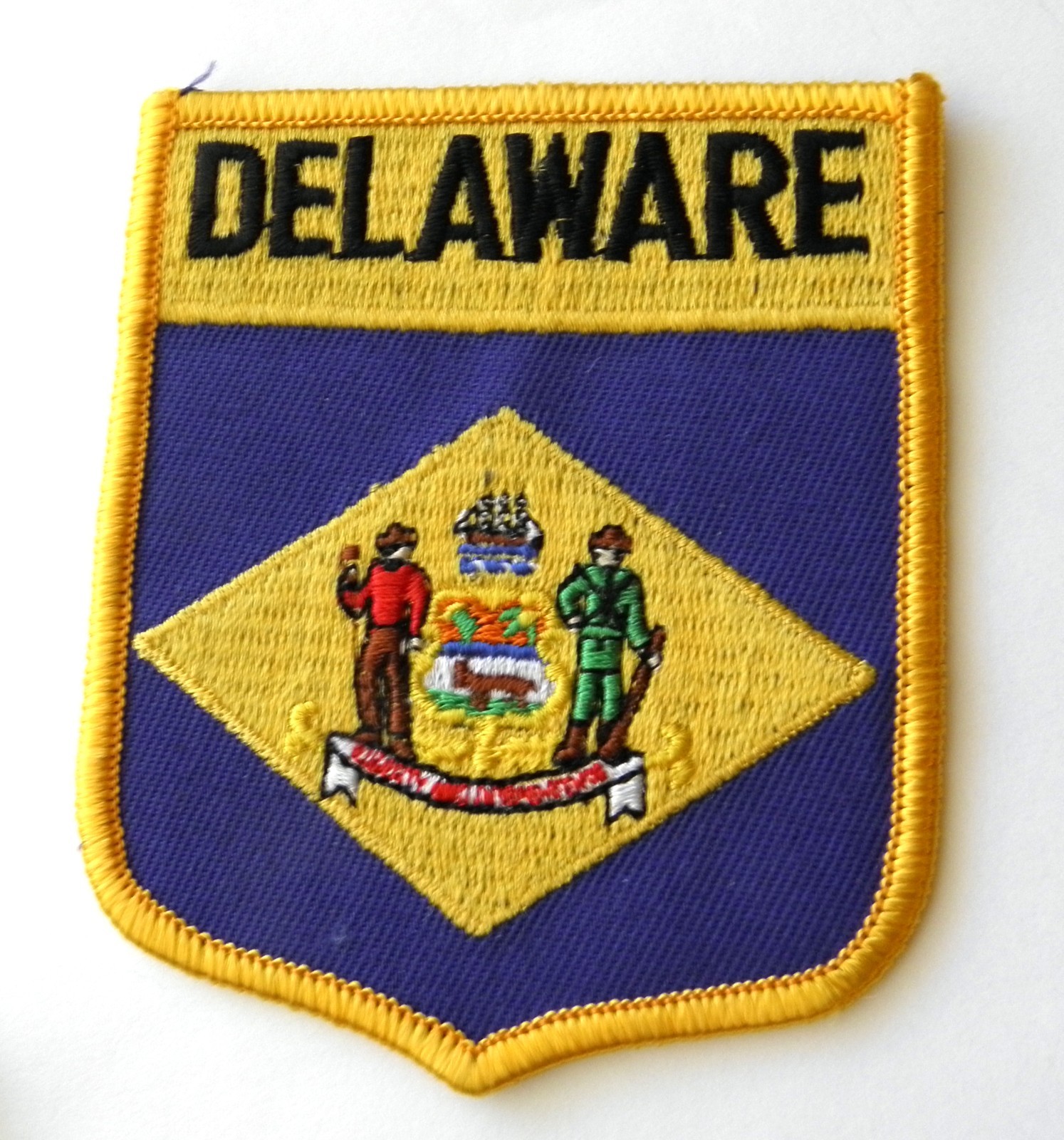 DELAWARE STATE UNITED SATES SHIELD SEW OR IRON ON EMBROIDERED PATCH 2 X ...