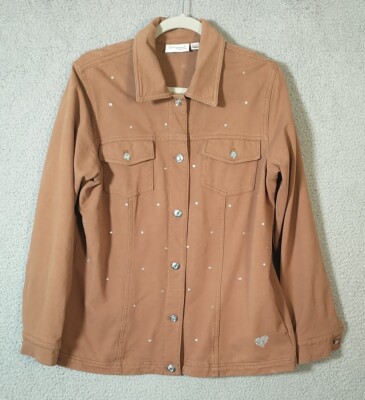 QUACKER FACTORY QVC Jacket Medium Caramel Knit Dream Jeannes Bling ...