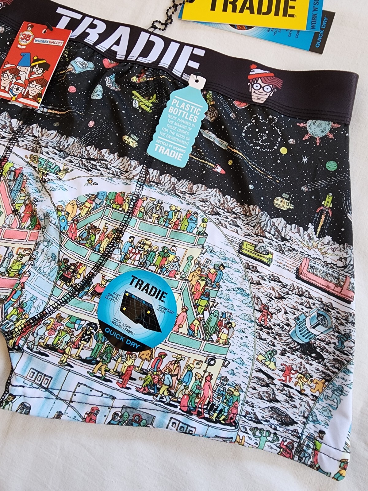 Tradie Work N Surf Mens Where's Wally The Future Microfibre Trunk Brief ...