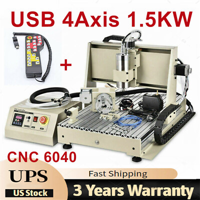 USB 4 Axis 6040 CNC Router Engraver 3D Drill Engraving Milling Machine ...