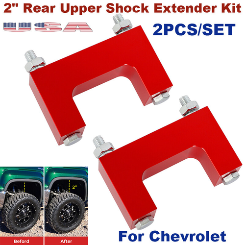 2" Rear Upper Shock Extender Kit For RWD Chevrolet A F G & X-Body 60's ...