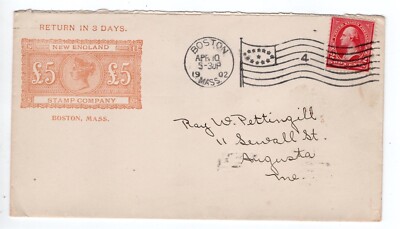 NEW ENGLAND STAMP CO. 1902 AD COVER QV5 5 POUND VIGNETTE | eBay