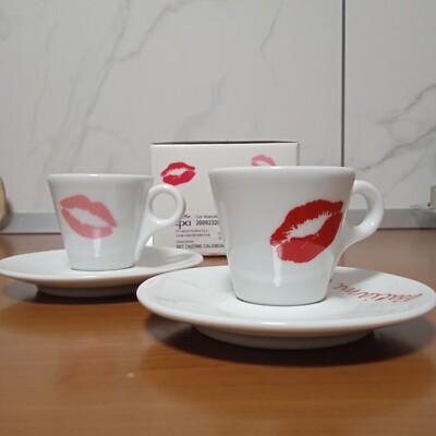 Set of 2 Lavazza espresso cups & saucers, Limited Edition Kiss Me, Baby ...