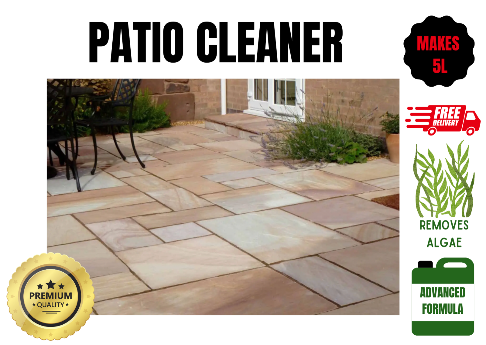 Patio and Path Cleaner 100g Concentrate Makes 5L Kills Moss Algae Black ...