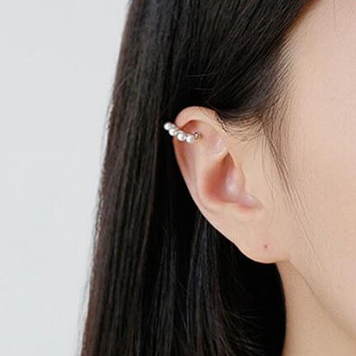 925 Sterling Silver Faux Pearls Balls Single Ear Cuff Earring | eBay