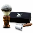 Men Shaving Kit Double Edge Safety Razor Synthetic Shaving Brush Wooden ...