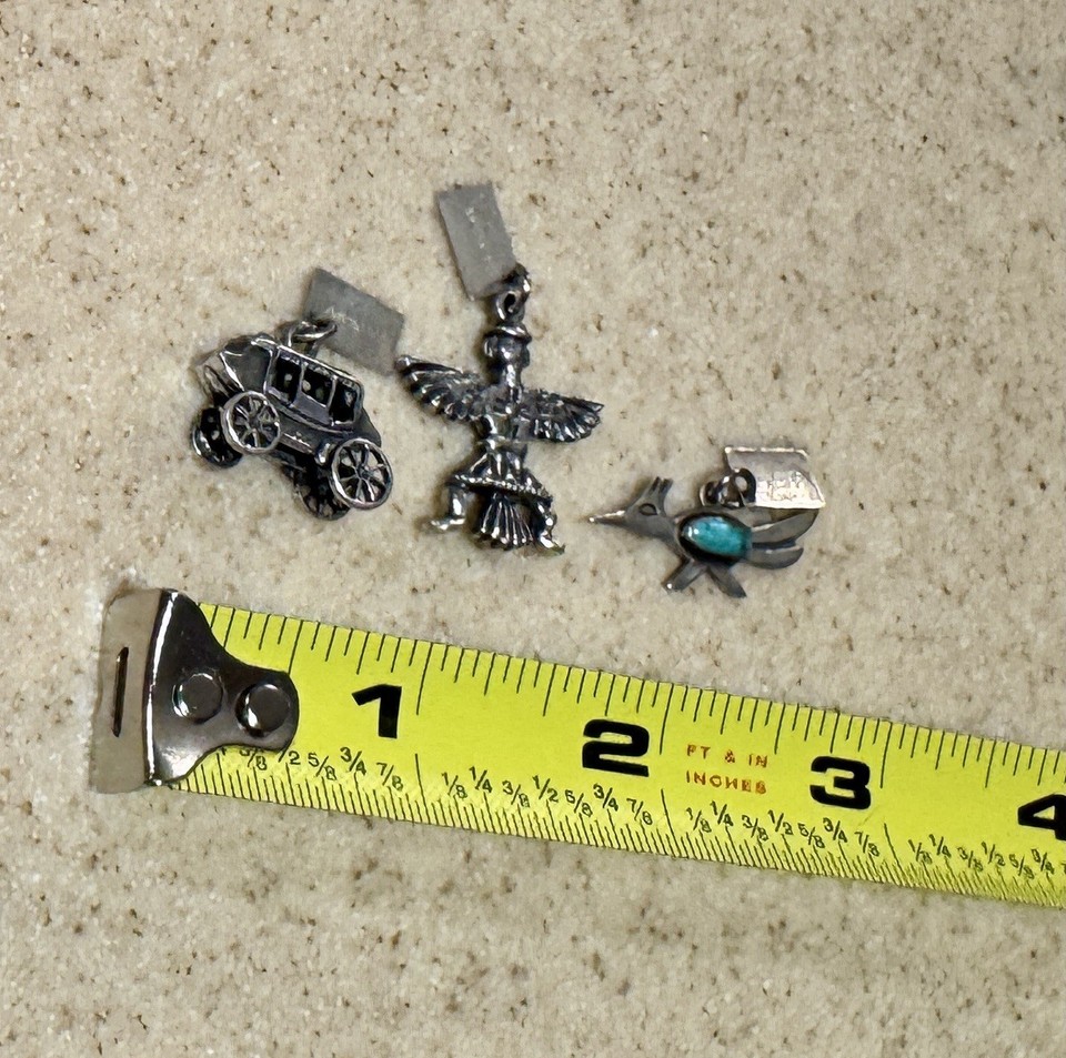 Sterling Silver Bell Trading Co 3 Charm Lot Stage Coach Road Runner ...