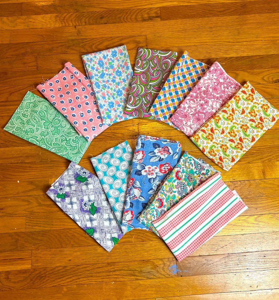 Nice! Vintage Feed Sack Fabric Lot Partial Farm House Tiny Floral 1930s ...